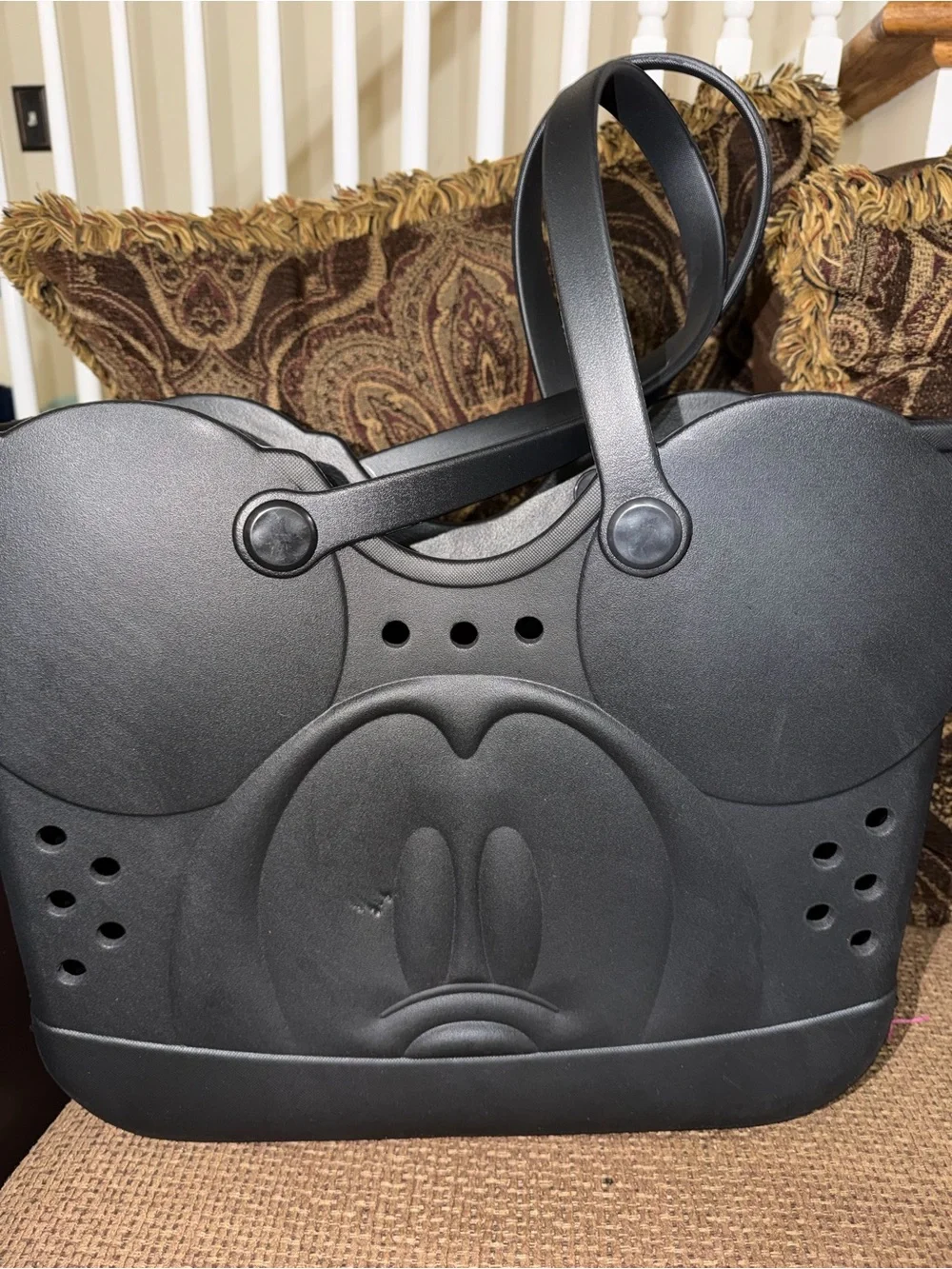 Disney | Bags | Disney Black Silicone Tote With Subtle Character ...